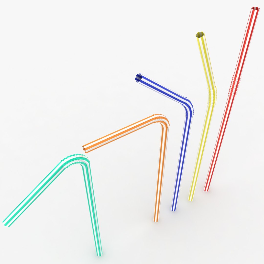 3d drinking straw 5 pose model