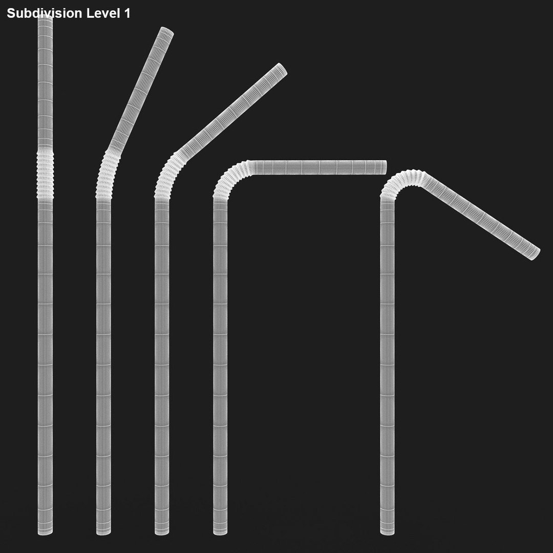 3d drinking straw 5 pose model