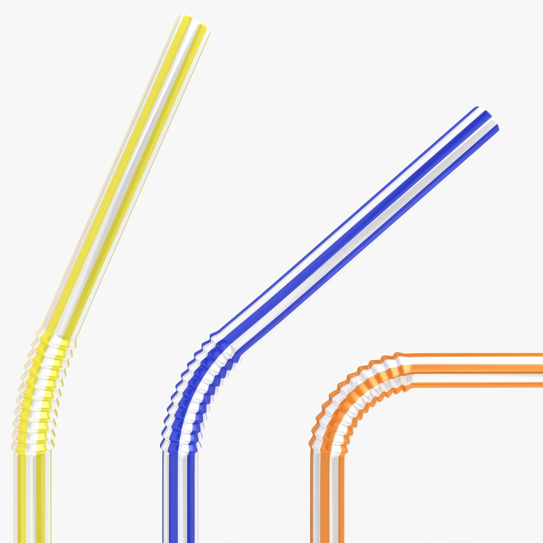 3d drinking straw 5 pose model