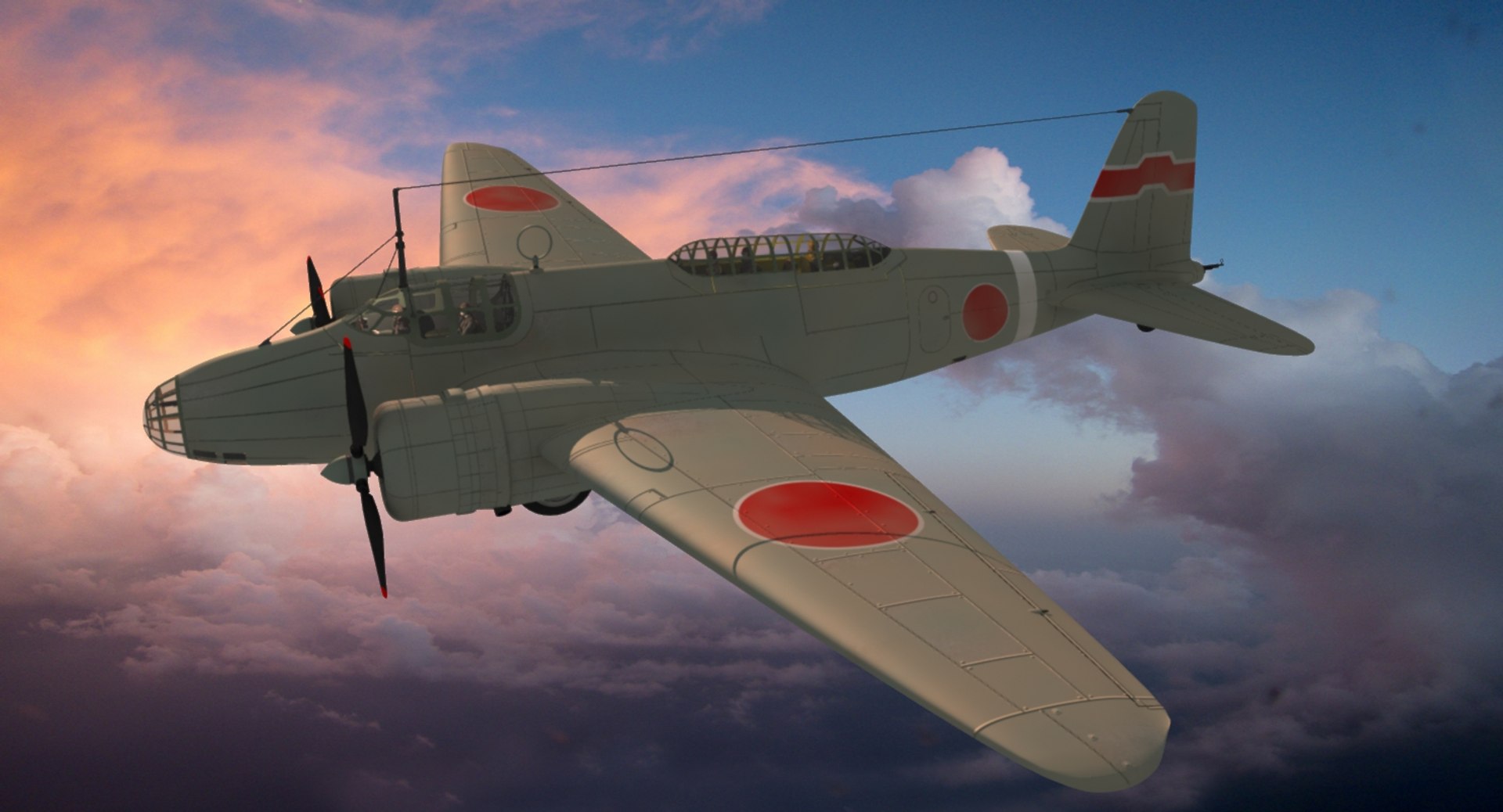 Ki-21 Bomber Aircraft 3d Model