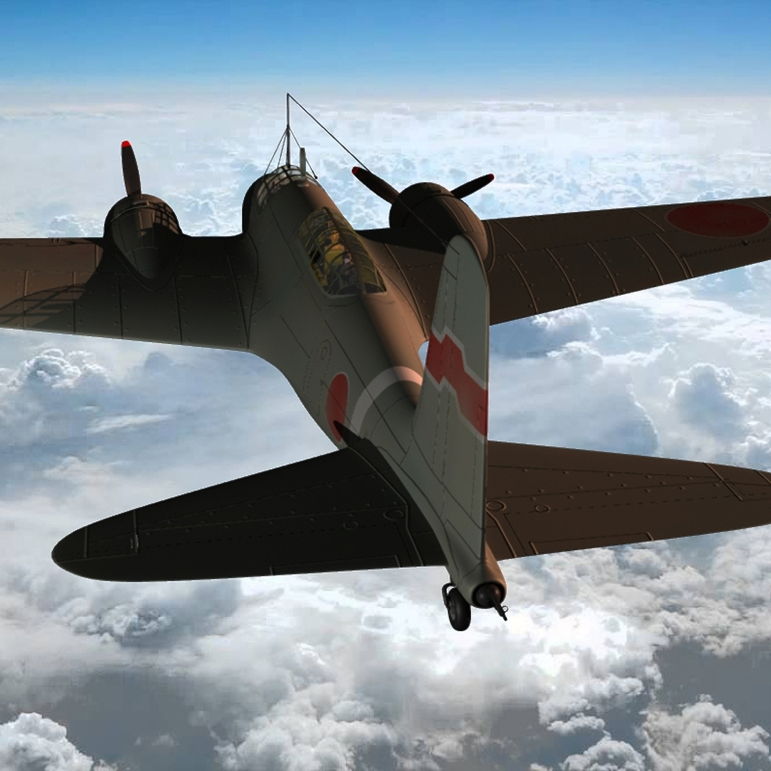 ki-21 bomber aircraft 3d model