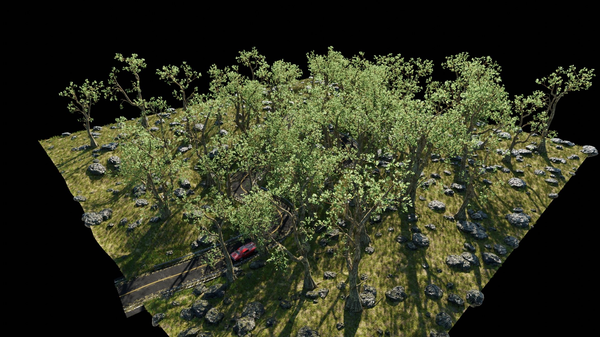 3D Car In Forest Highway Scene - TurboSquid 1783067