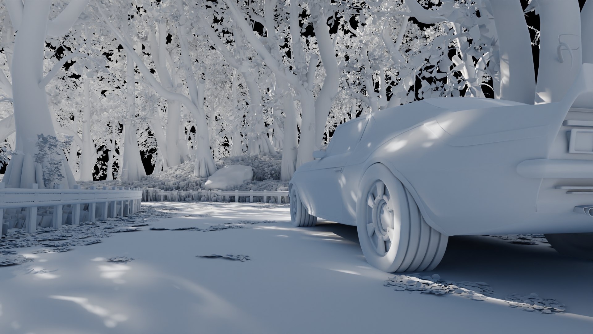 3D Car In Forest Highway Scene - TurboSquid 1783067