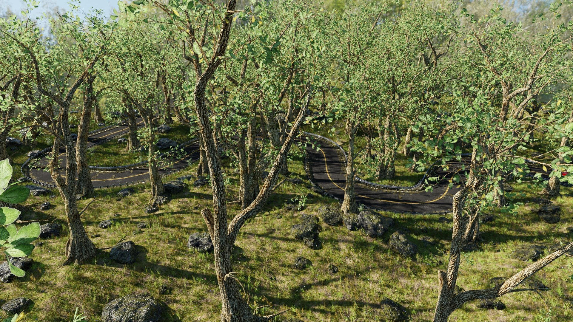 3D Car In Forest Highway Scene - TurboSquid 1783067
