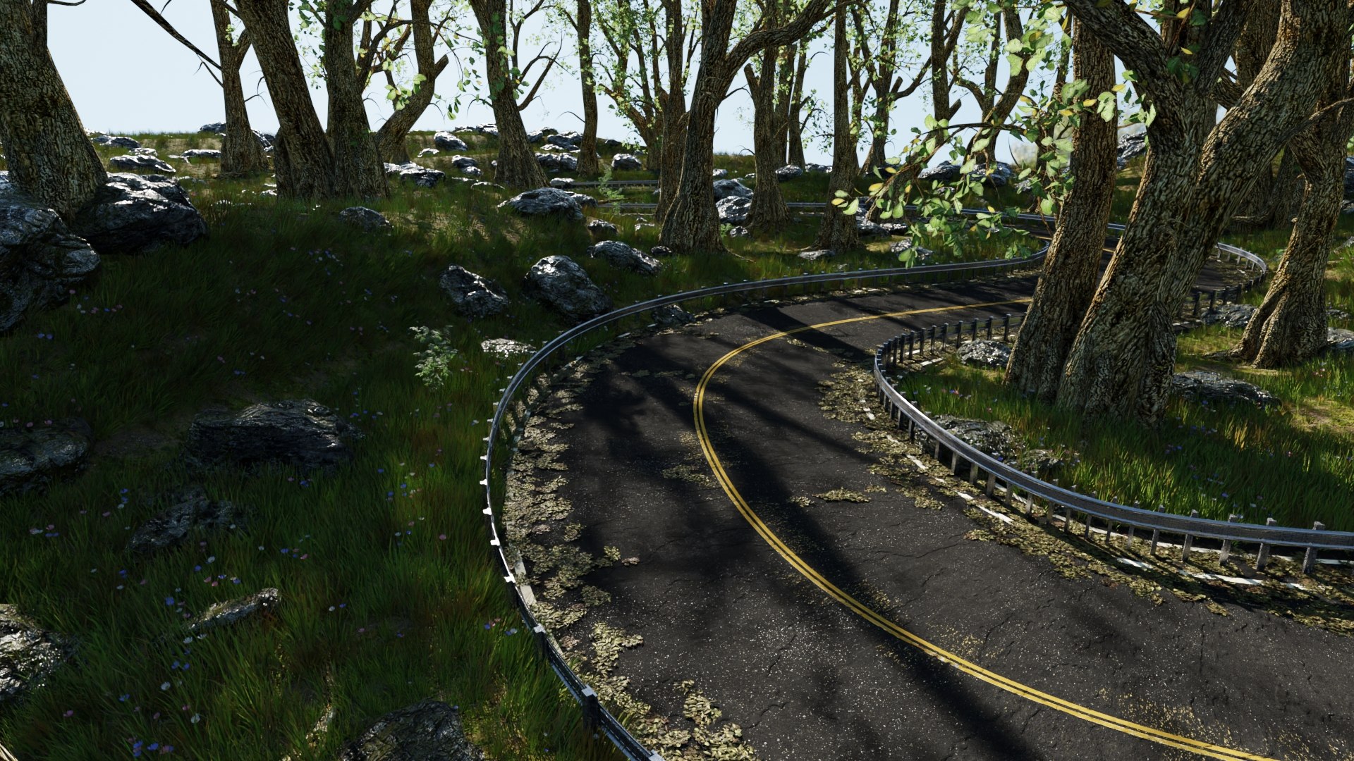 3D Car In Forest Highway Scene - TurboSquid 1783067