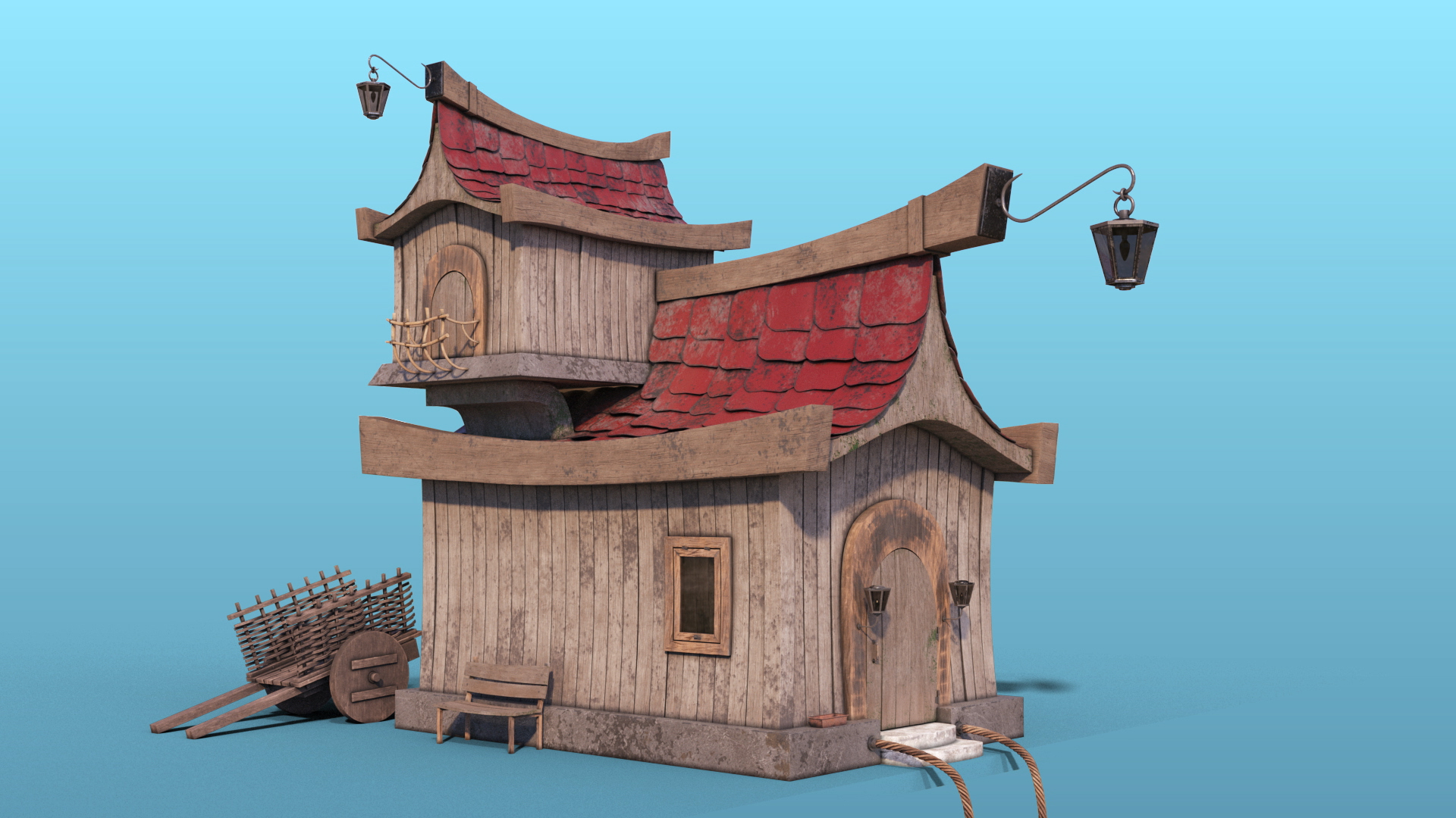 3D model cartoon wood house - TurboSquid 1598313