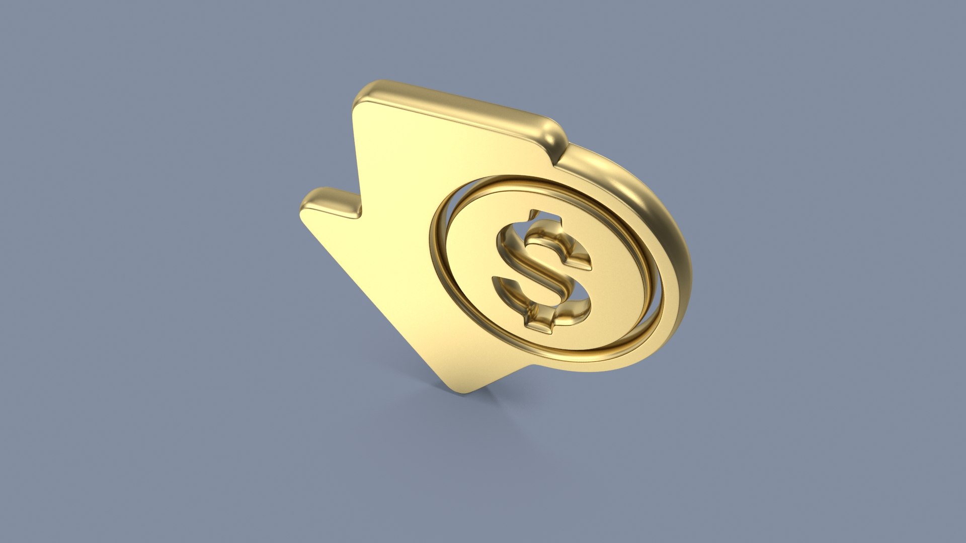 3D Arrow Down Dollar Decrease Revenue Fall Symbol Gold - TurboSquid 2062918