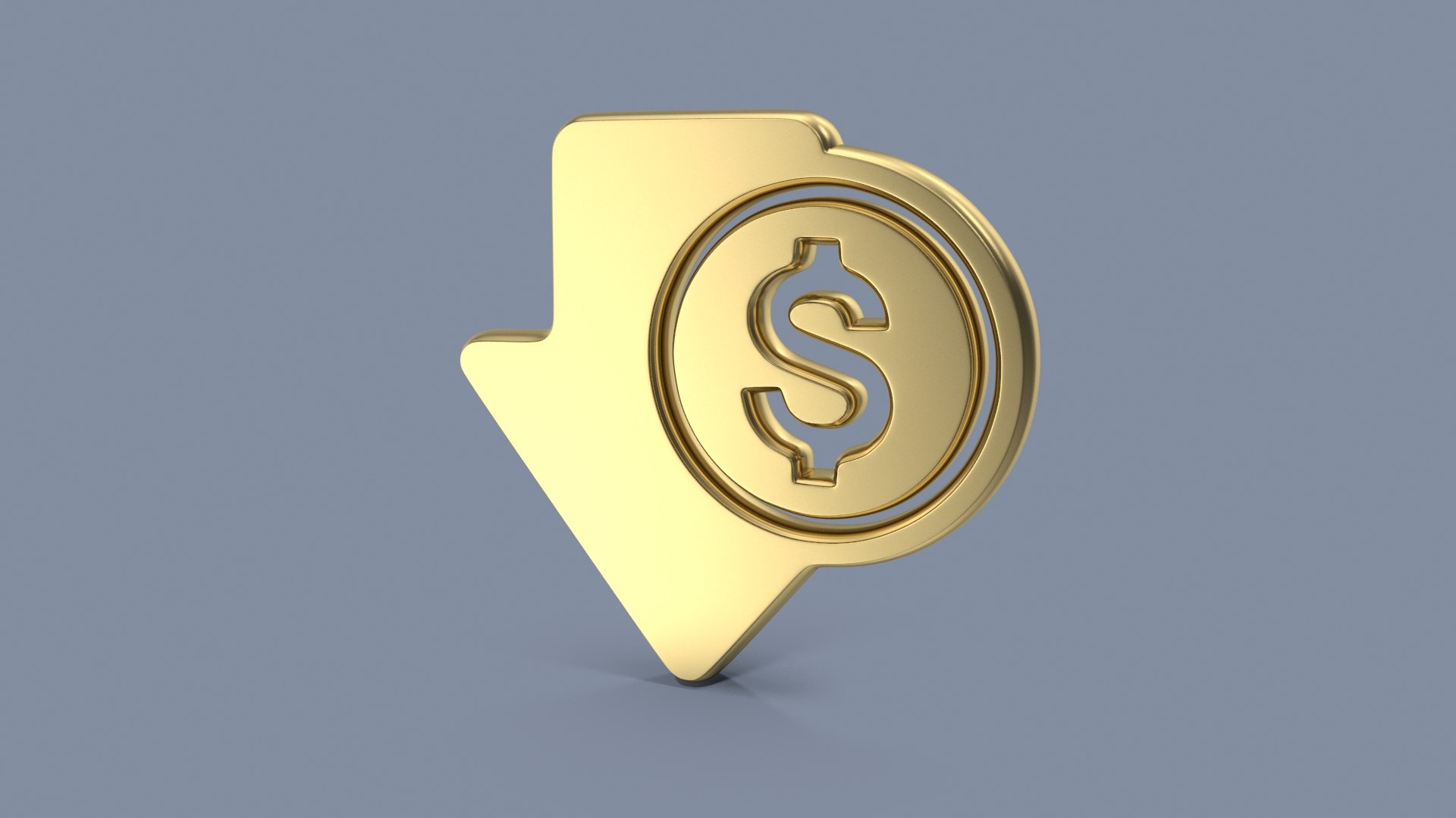 3D Arrow Down Dollar Decrease Revenue Fall Symbol Gold - TurboSquid 2062918