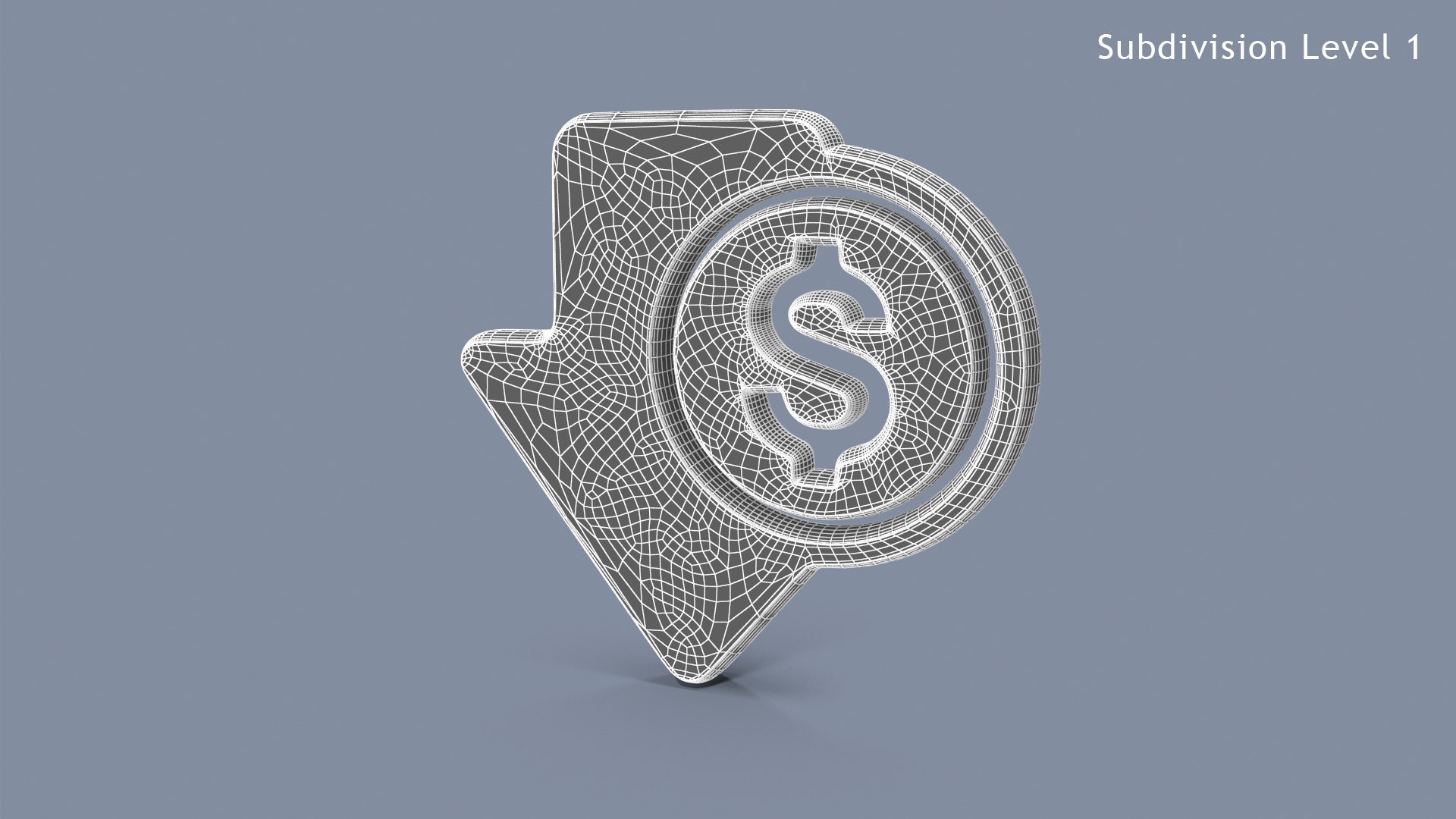 3D Arrow Down Dollar Decrease Revenue Fall Symbol Gold - TurboSquid 2062918