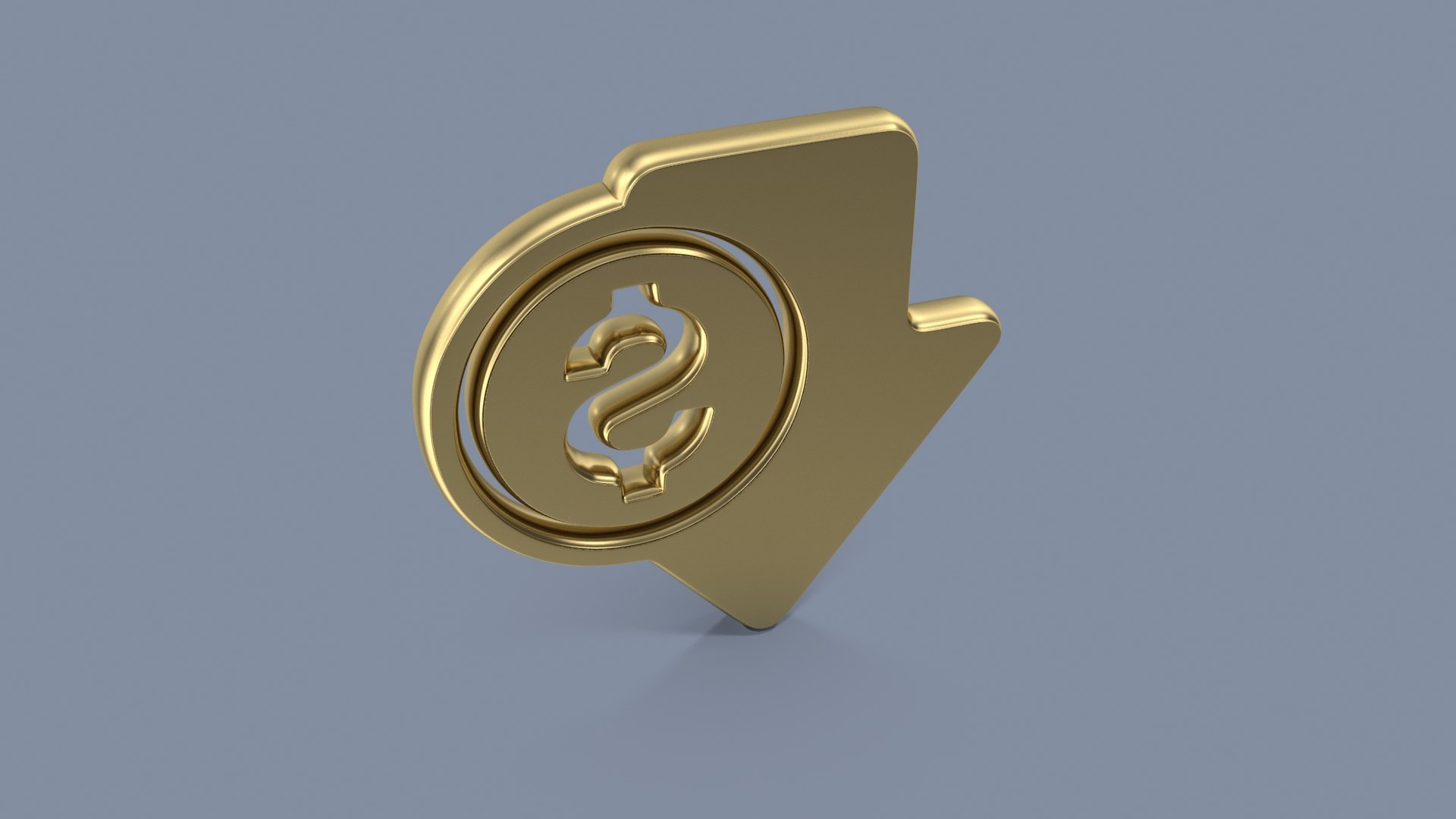 3D Arrow Down Dollar Decrease Revenue Fall Symbol Gold - TurboSquid 2062918
