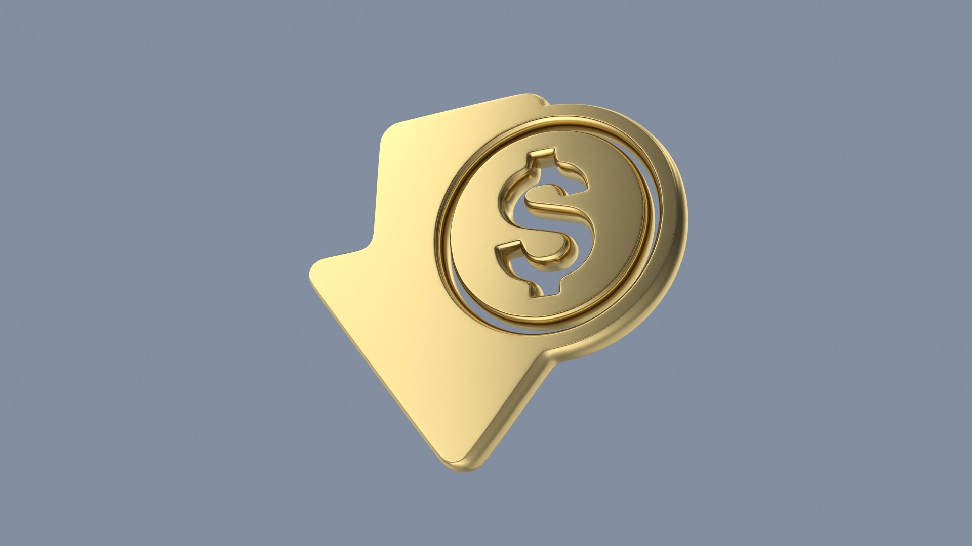 3D Arrow Down Dollar Decrease Revenue Fall Symbol Gold - TurboSquid 2062918