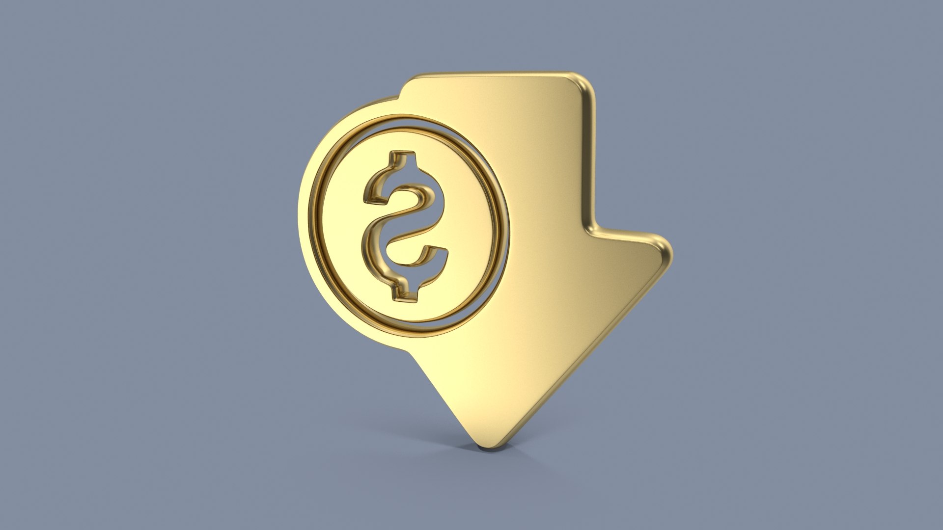 3D Arrow Down Dollar Decrease Revenue Fall Symbol Gold - TurboSquid 2062918