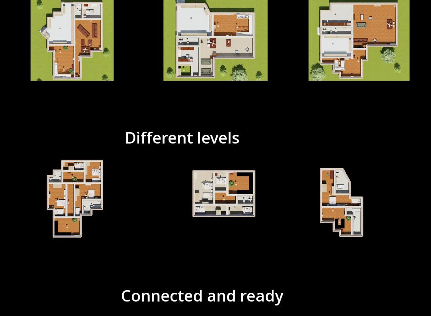 3D 6 houses set interiors model - TurboSquid 1243434