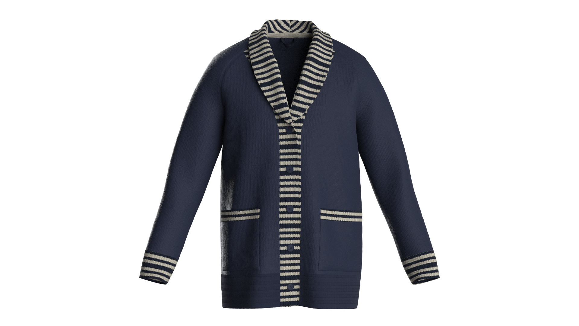 Male Knit Raglan Cardigan 3D Model - TurboSquid 2180182