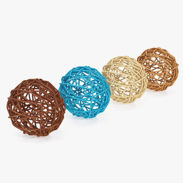modelo 3d Decorative Multicolor Wicker Rattan Balls Set - TurboSquid ...