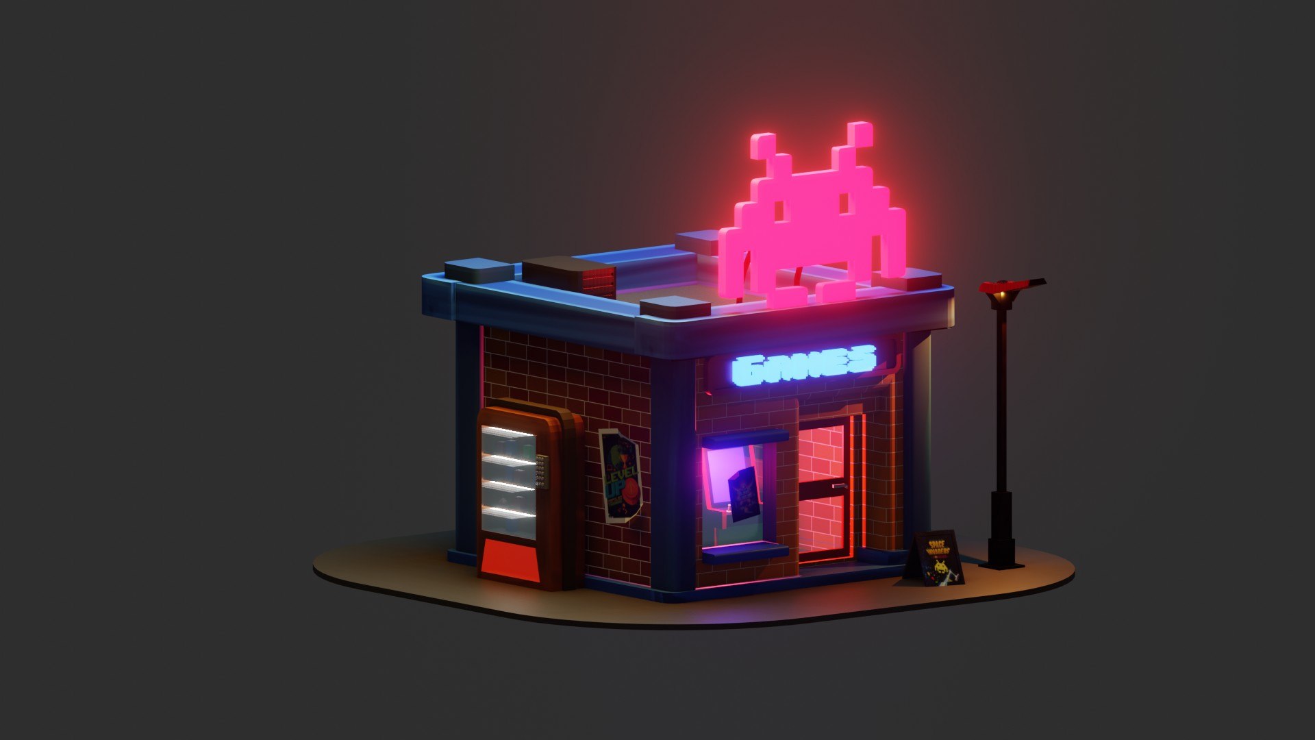 3D Low Poly Retro Arcade Games Shop 3D Model - TurboSquid 1842383
