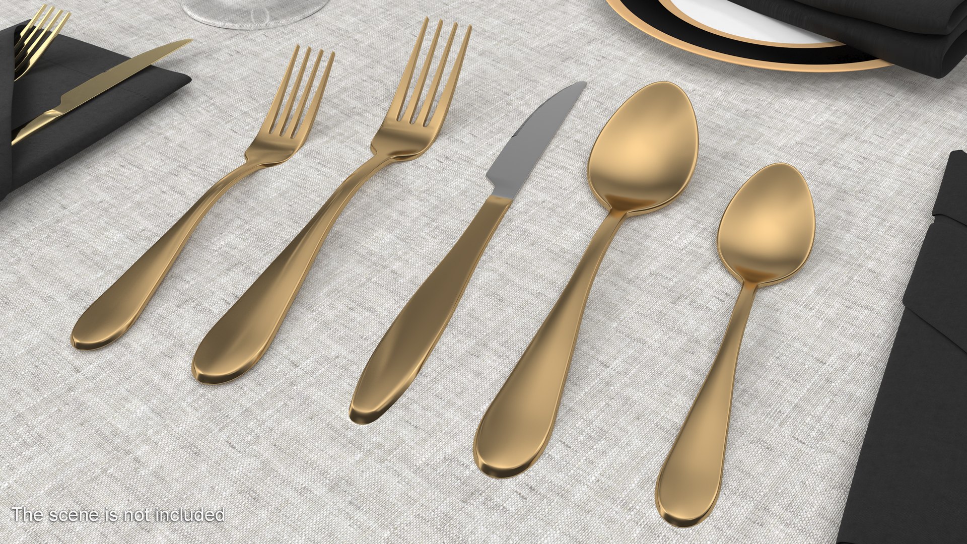 3D Golden Flatware Set - TurboSquid 2041017