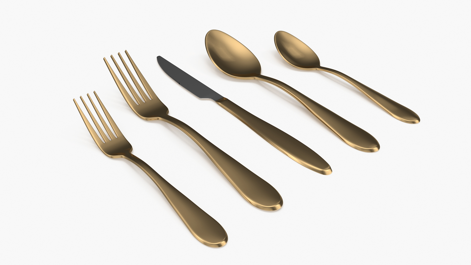 3D Golden Flatware Set - TurboSquid 2041017