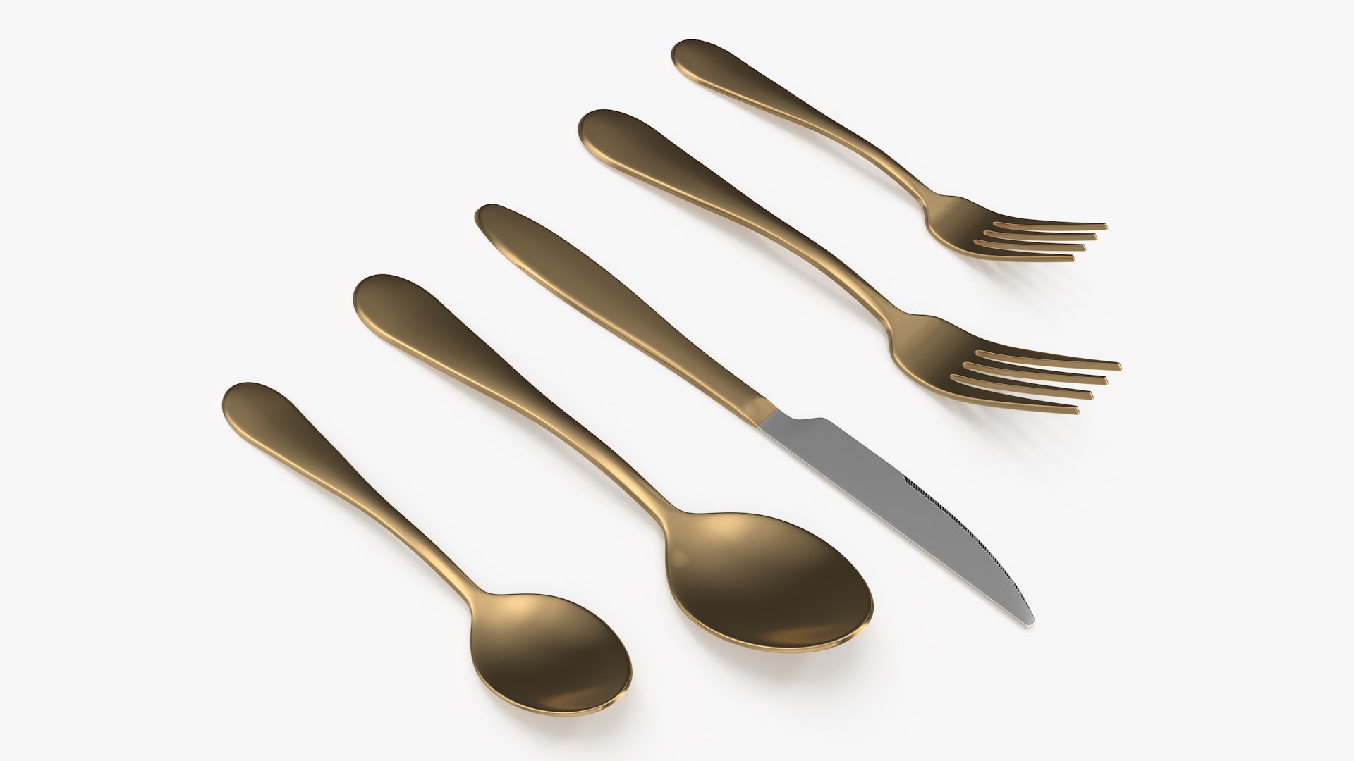 3D Golden Flatware Set - TurboSquid 2041017