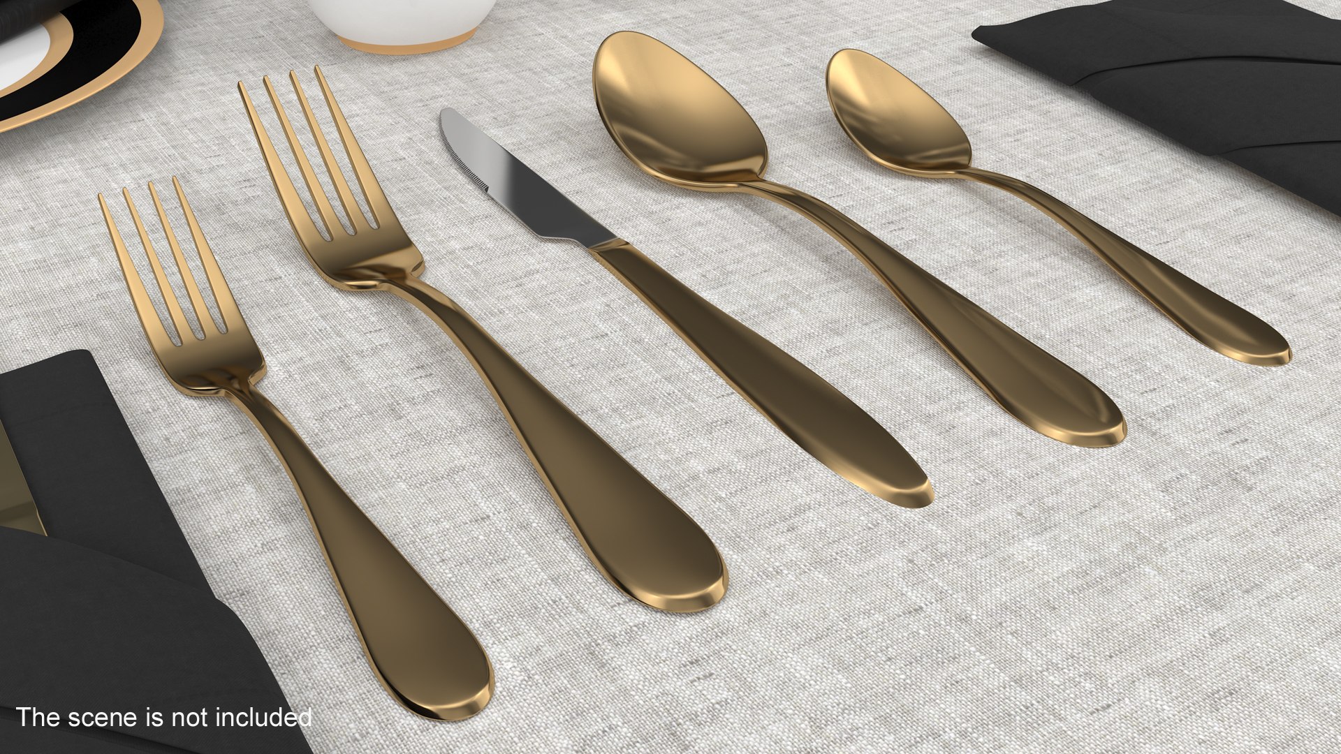 3D Golden Flatware Set - TurboSquid 2041017