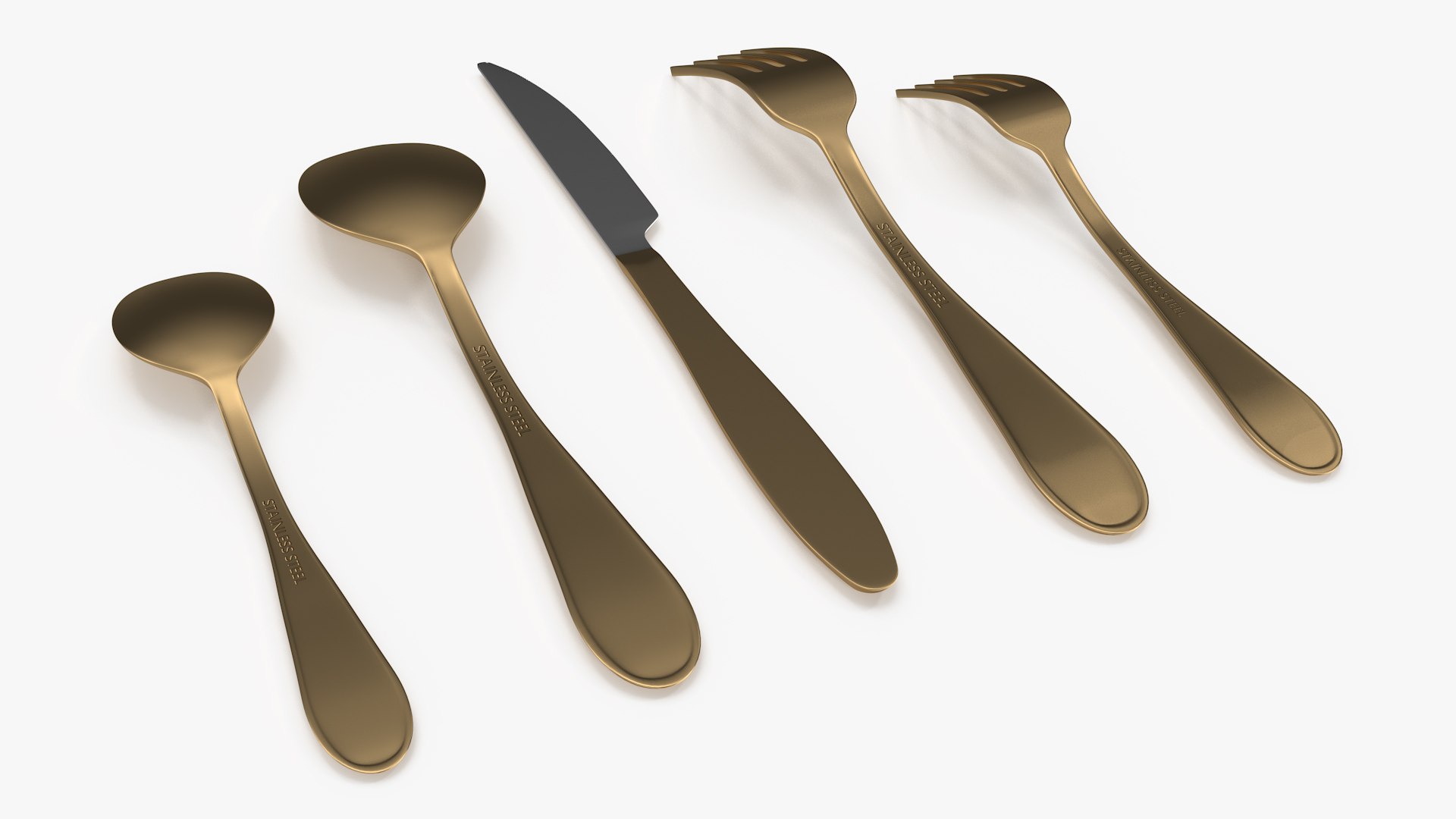 3D Golden Flatware Set - TurboSquid 2041017