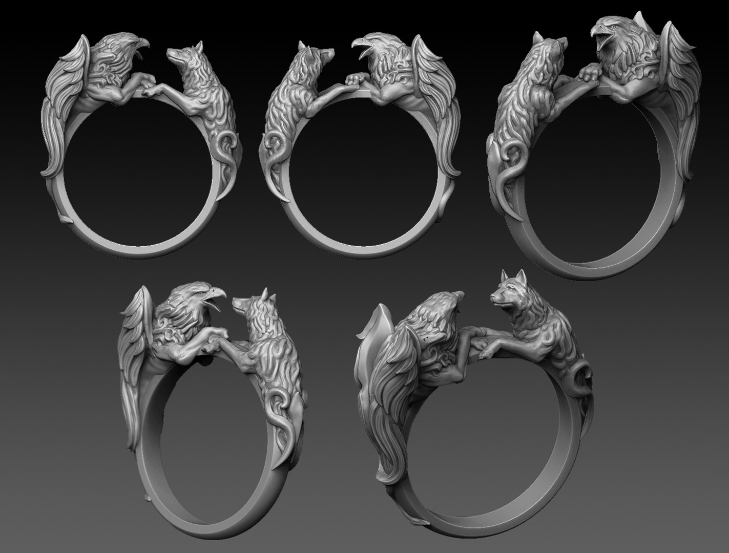 3D Gryphon Wolf Ring - TurboSquid 1226573