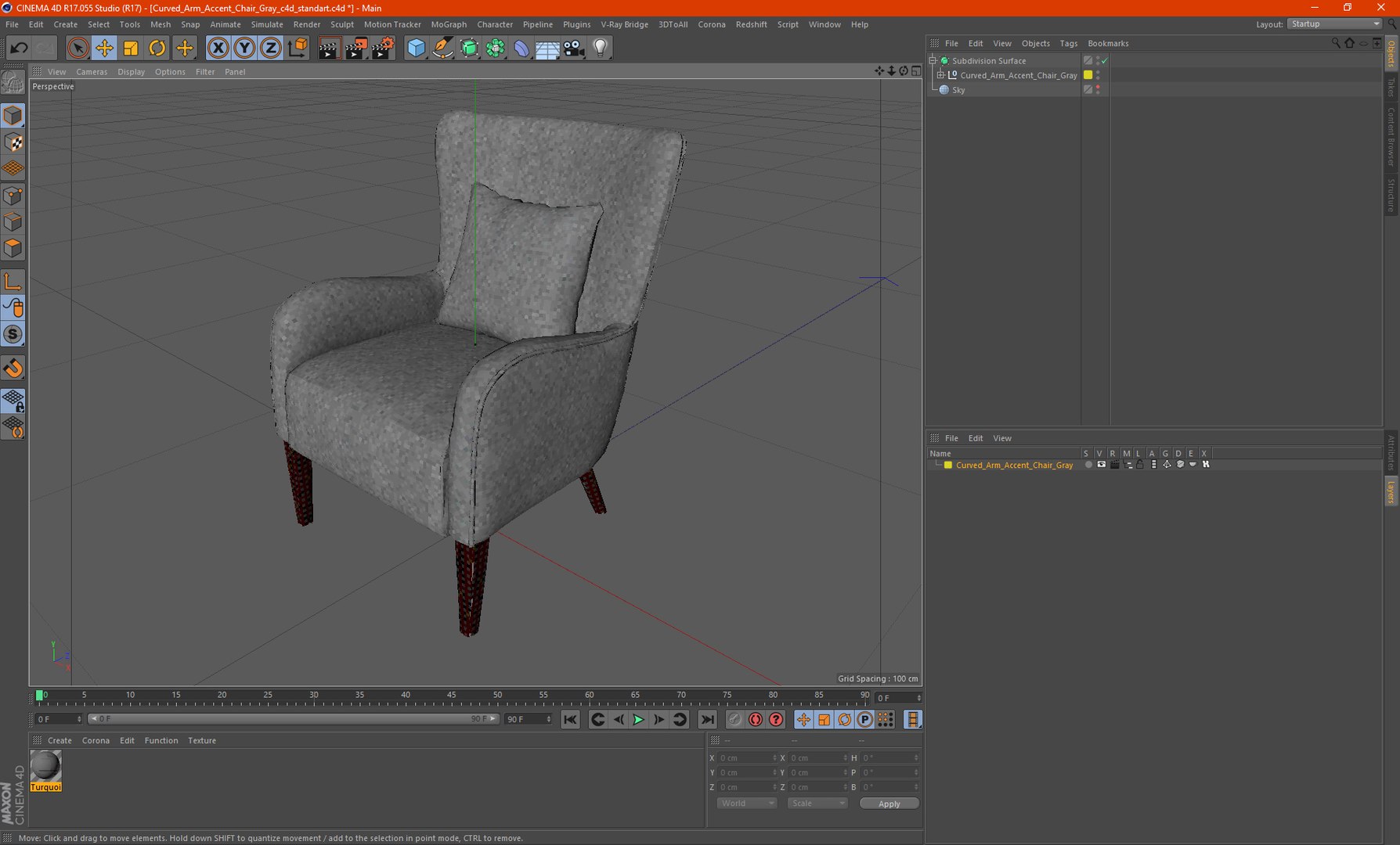3D model Curved Arm Accent Chair Gray - TurboSquid 1996825