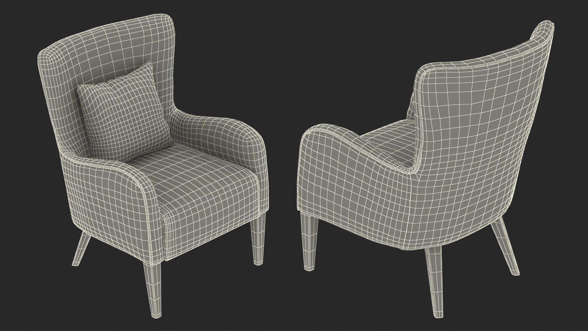 3D Model Curved Arm Accent Chair Gray - TurboSquid 1996825