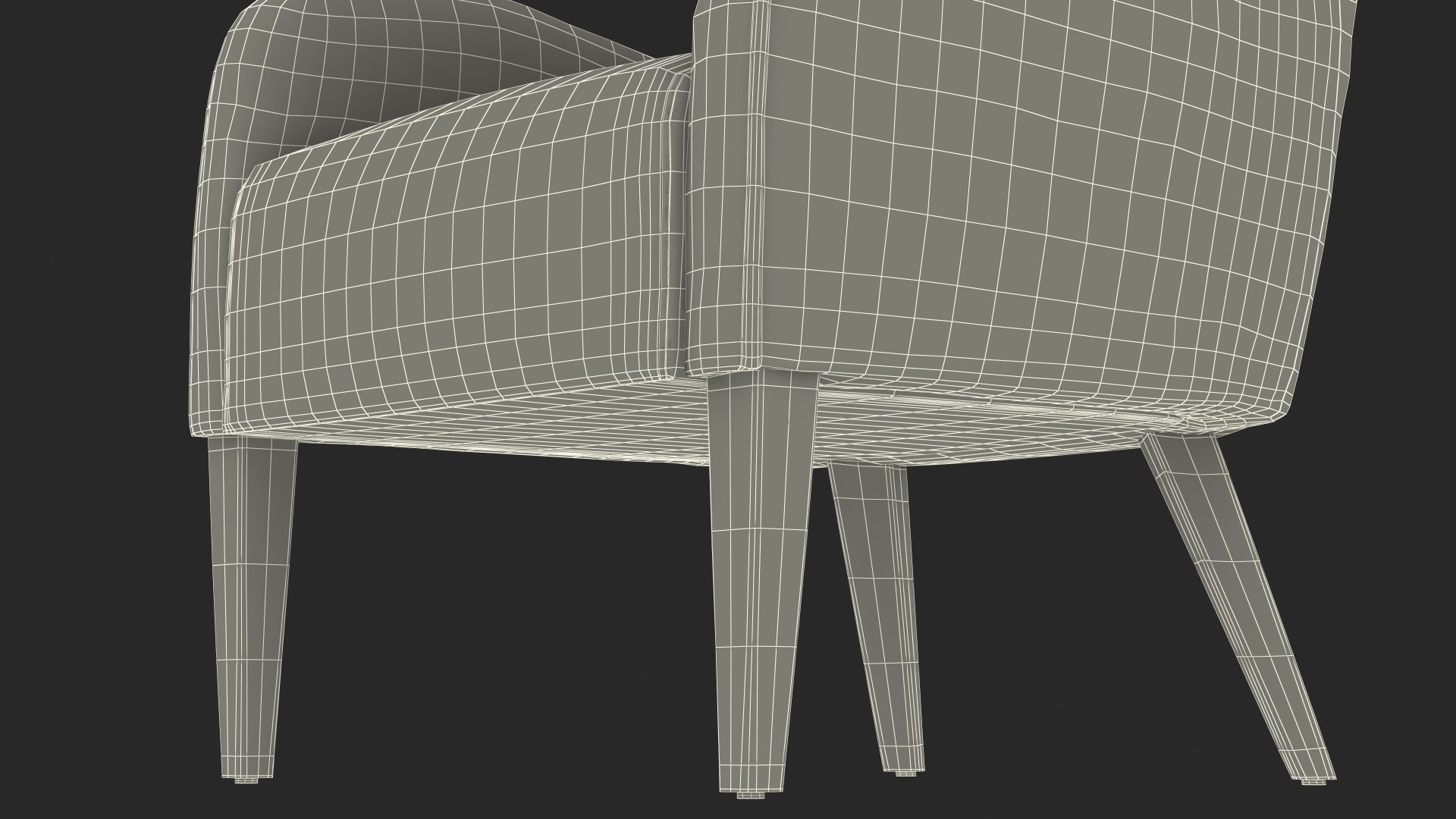 3D Model Curved Arm Accent Chair Gray - TurboSquid 1996825