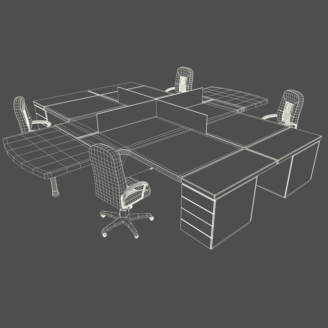3d workstation desk model