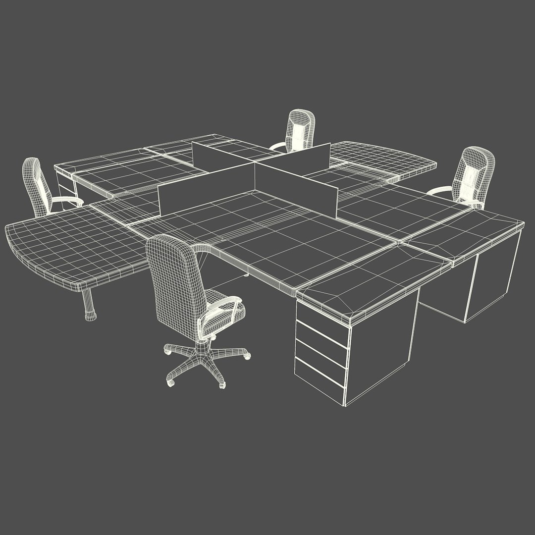 3d workstation desk model
