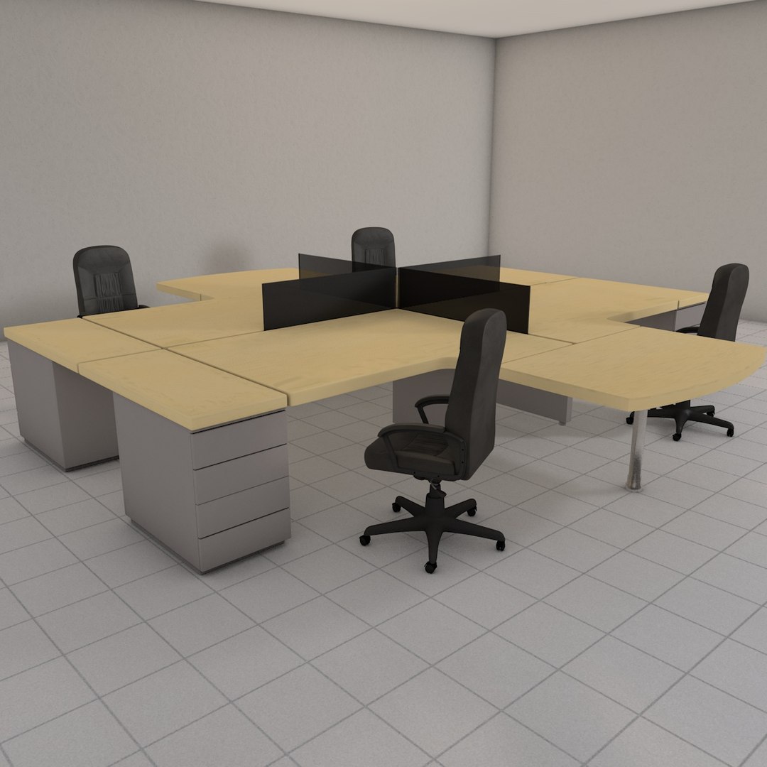 3d workstation desk model