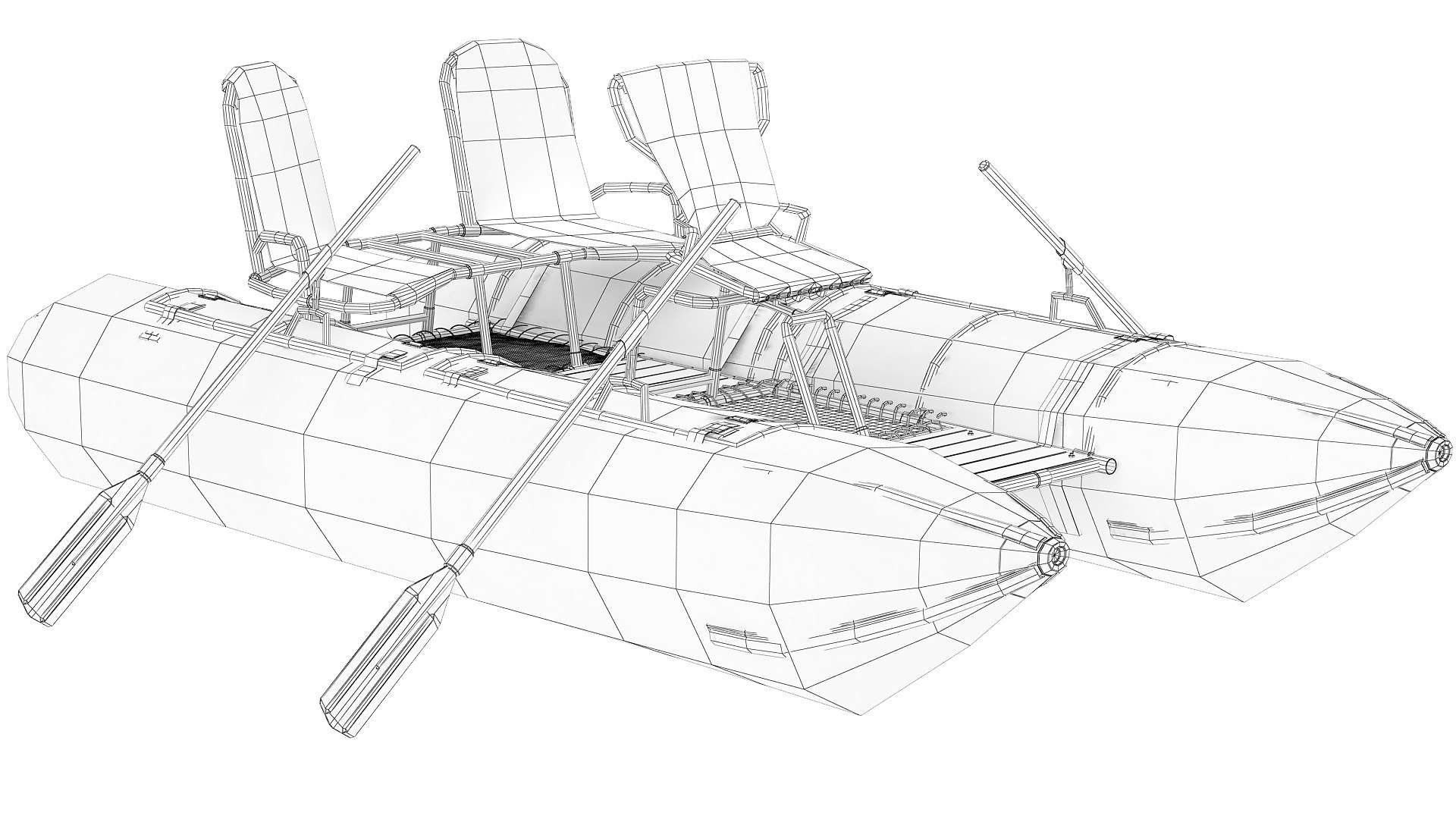 3D Three Seets Catamaran Model - TurboSquid 1790087