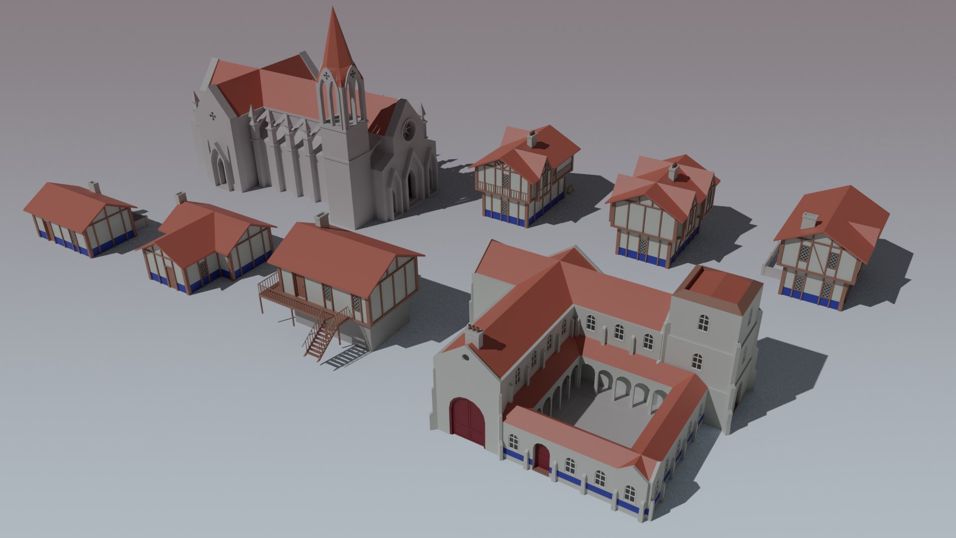 3D Medieval City Low-poly Model - TurboSquid 1896983