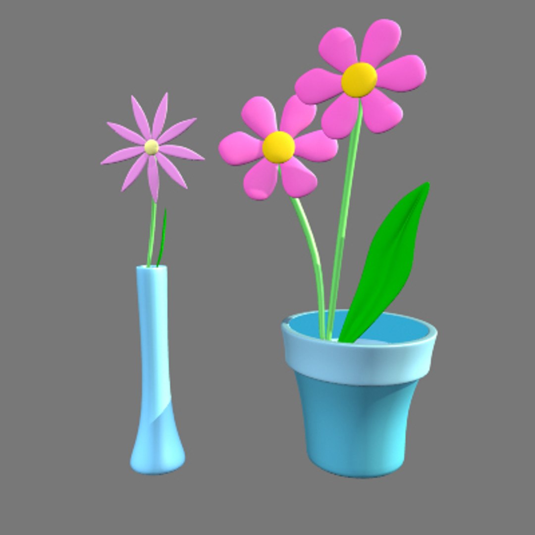 cartoon flower 3d obj