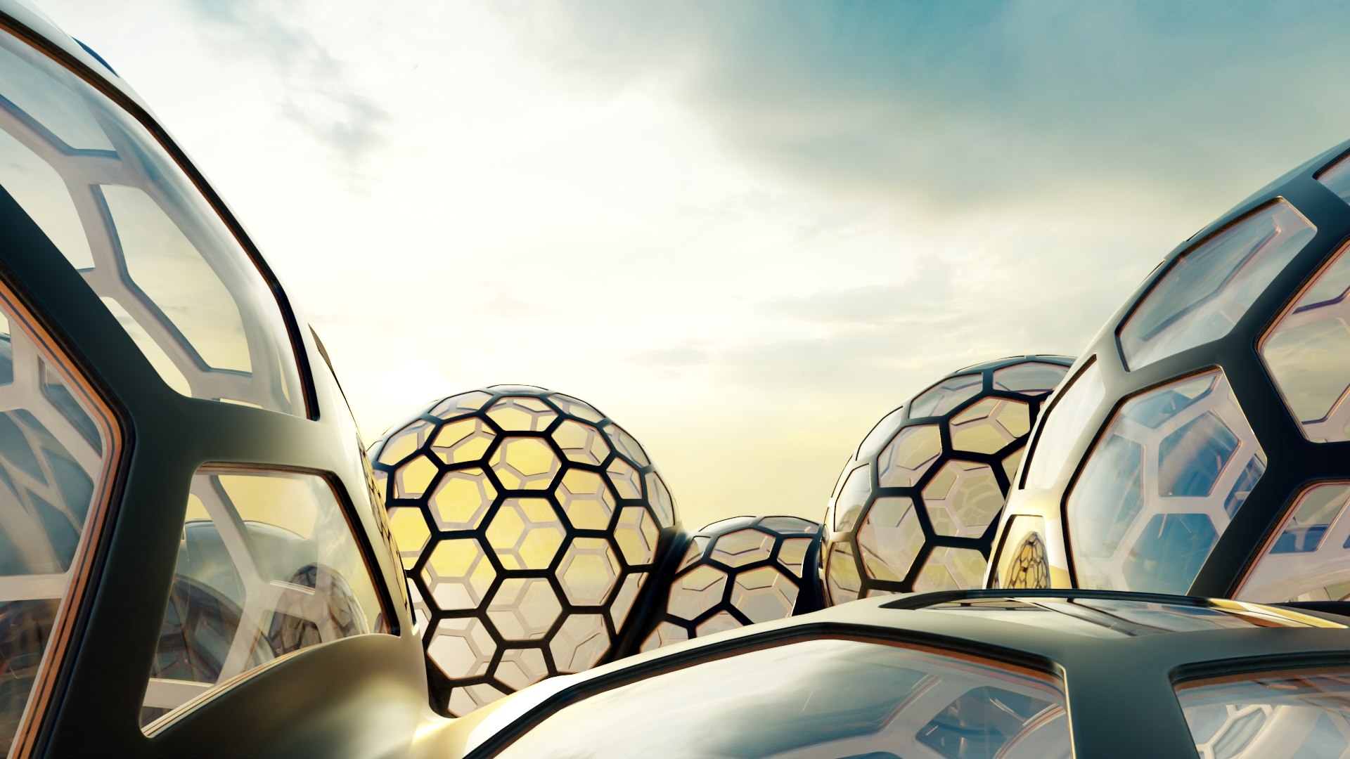 9 Fused Glass Hexagon Sci Fi Spherical Domes 3D - TurboSquid 2253080