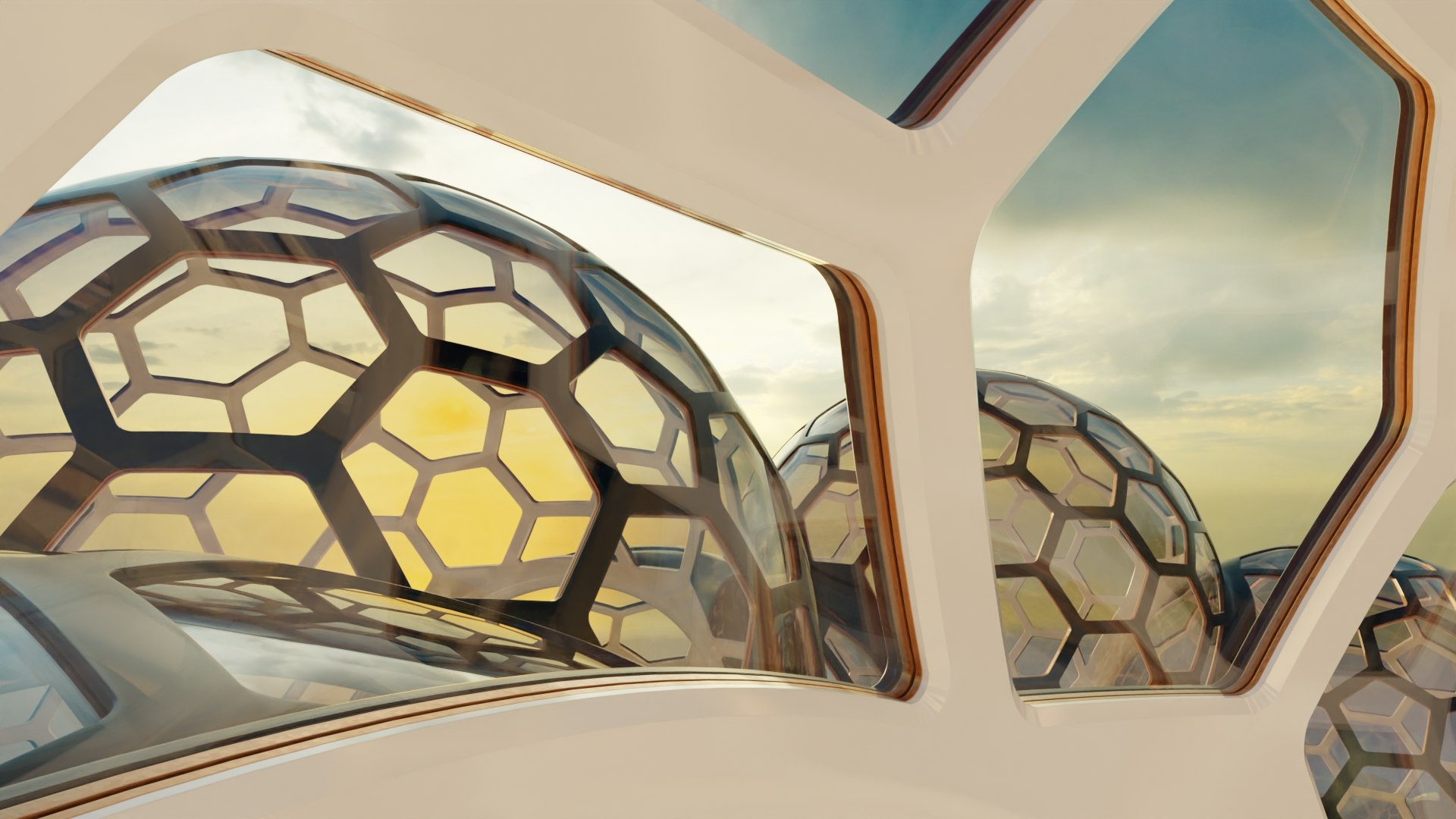 9 Fused Glass Hexagon Sci Fi Spherical Domes 3D - TurboSquid 2253080