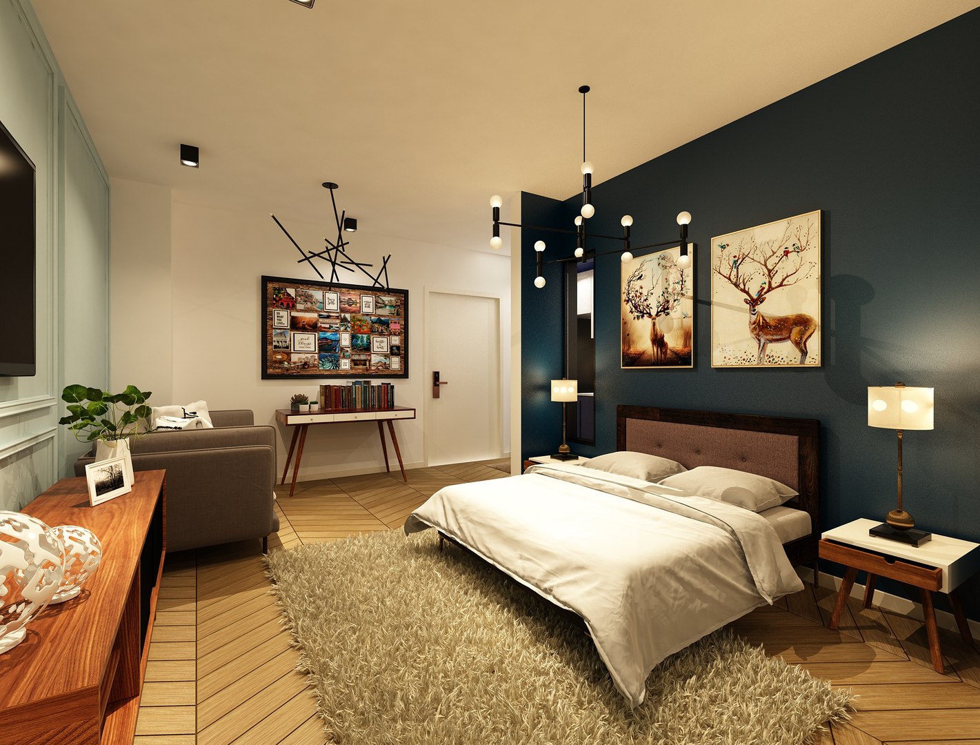 Studio Apartment Interior Design 3D Model - TurboSquid 1757591