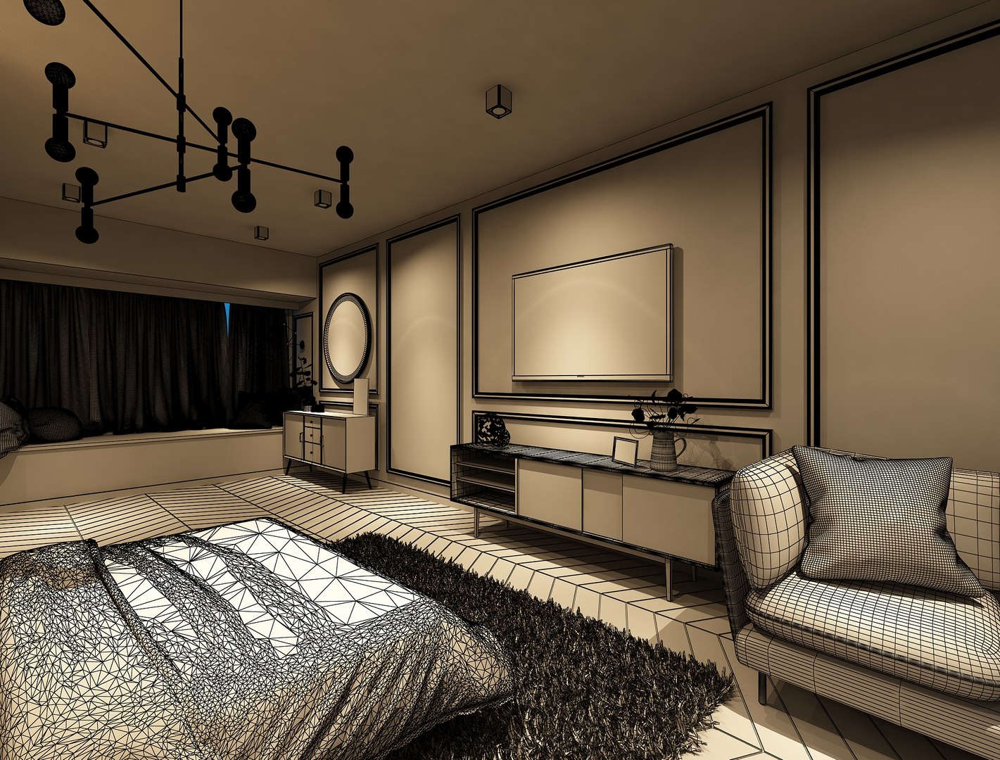 Studio Apartment Interior Design 3D Model - TurboSquid 1757591