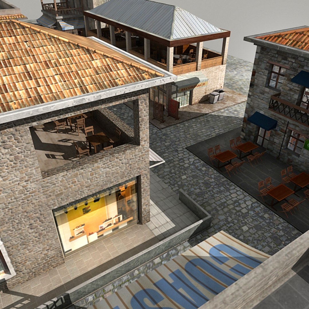 historical bar shop 3d c4d