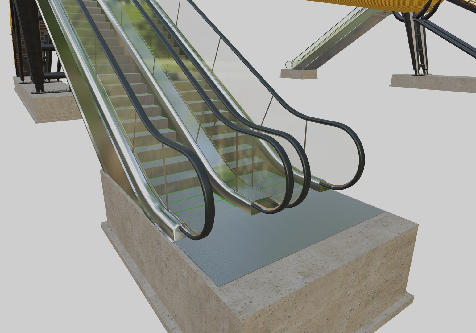 3D model Steel Pedestrian Bridge-Escalator-Oblique Cone Column Type-26 ...