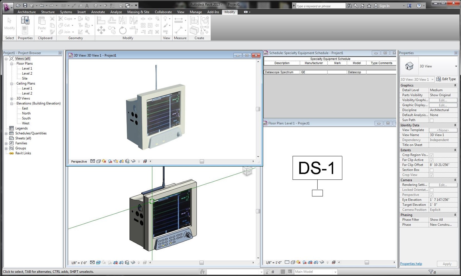 Revit Ge Datascope Spectrum 3d Model