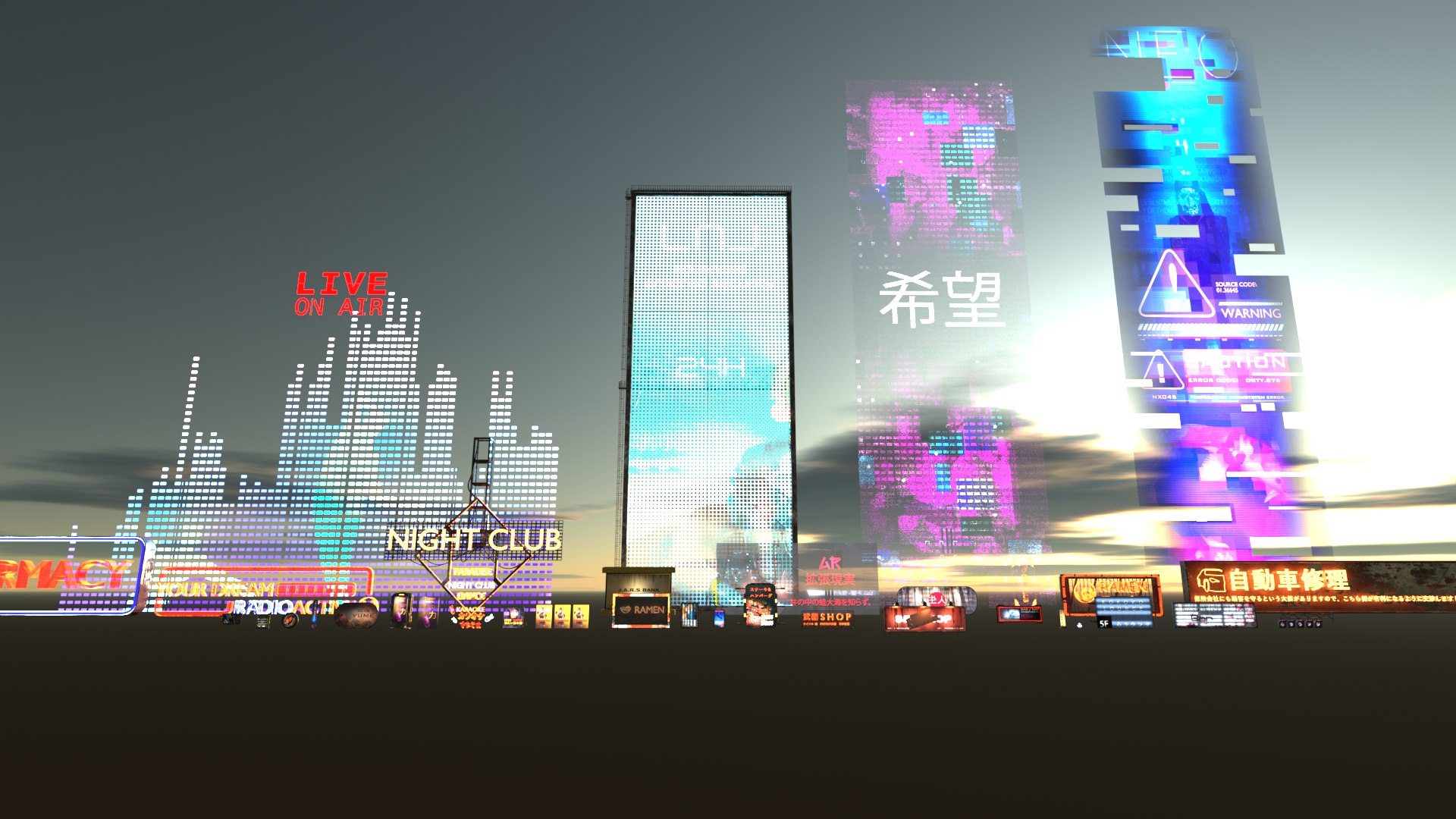 3D Neon SciFi Cyberpunk Signs - TurboSquid 2120529