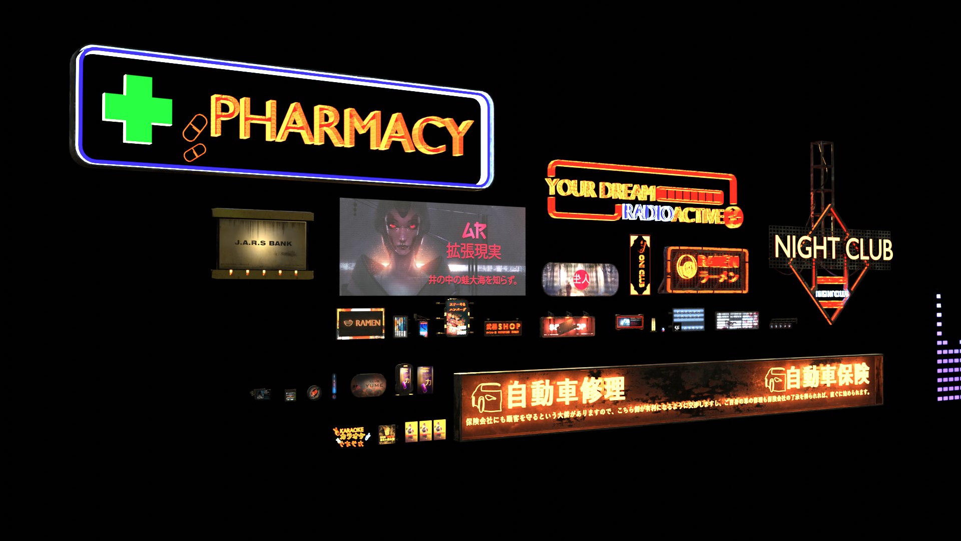 3D Neon SciFi Cyberpunk Signs - TurboSquid 2120529