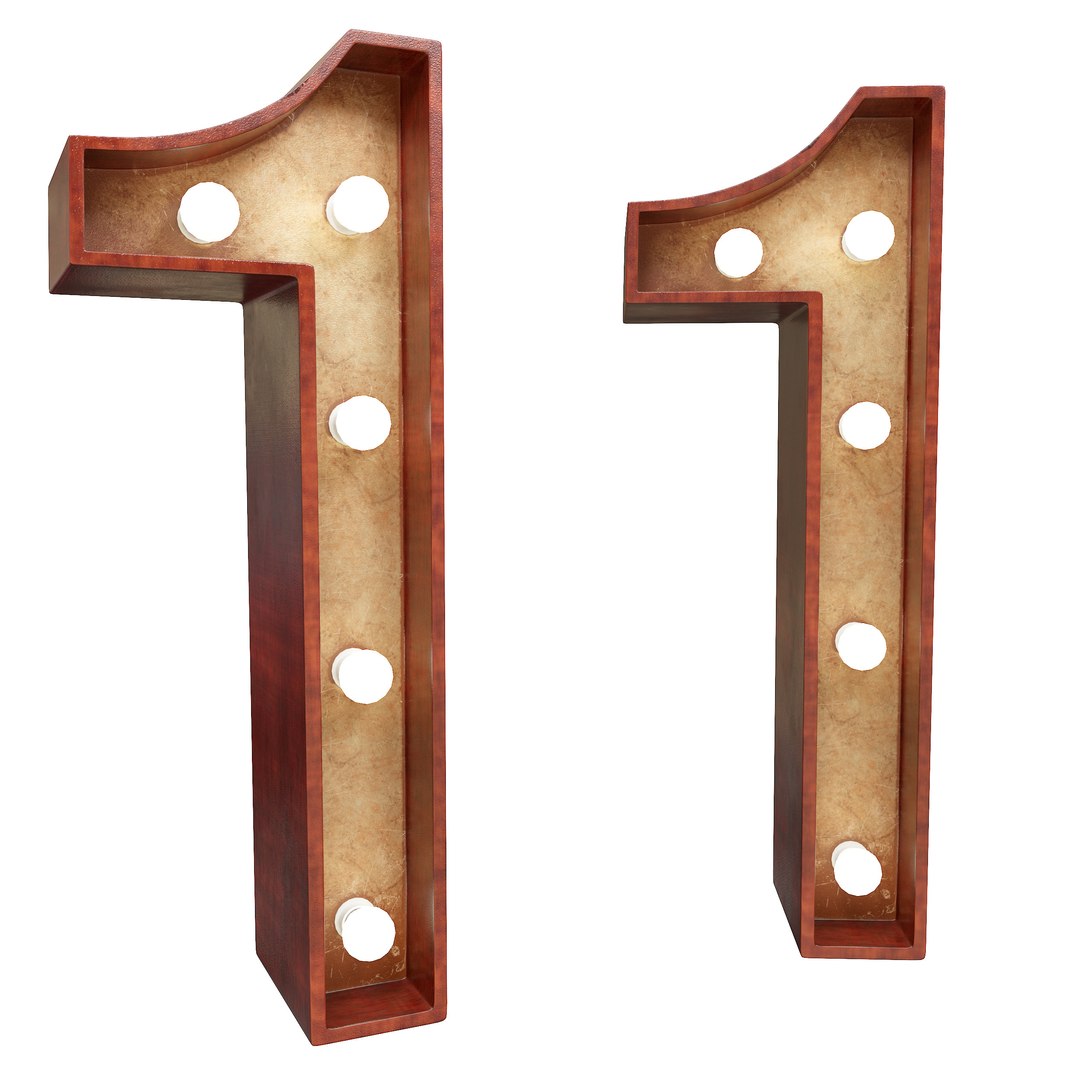 3D Marquee Number One Light Bulb Wooden Glow Sign 3dmodel - TurboSquid ...