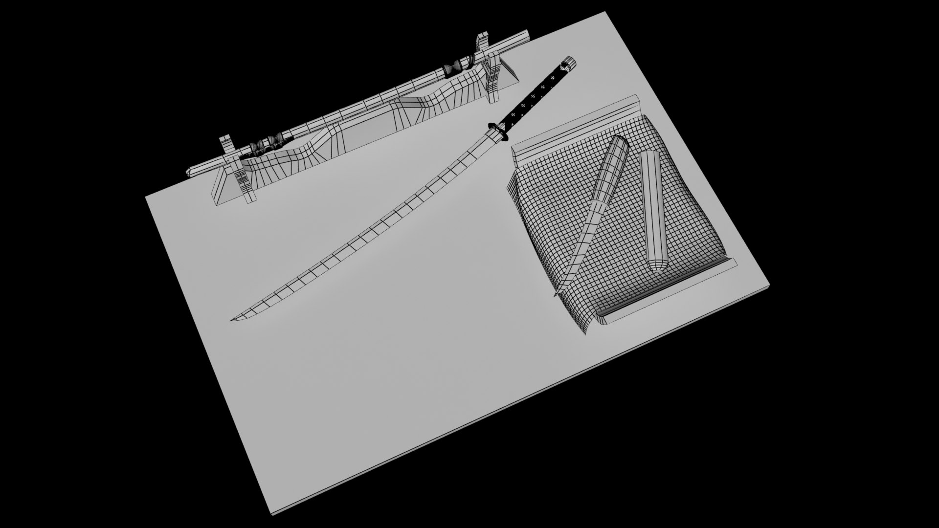 3D Model Japanese Katana Display - TurboSquid 1925802