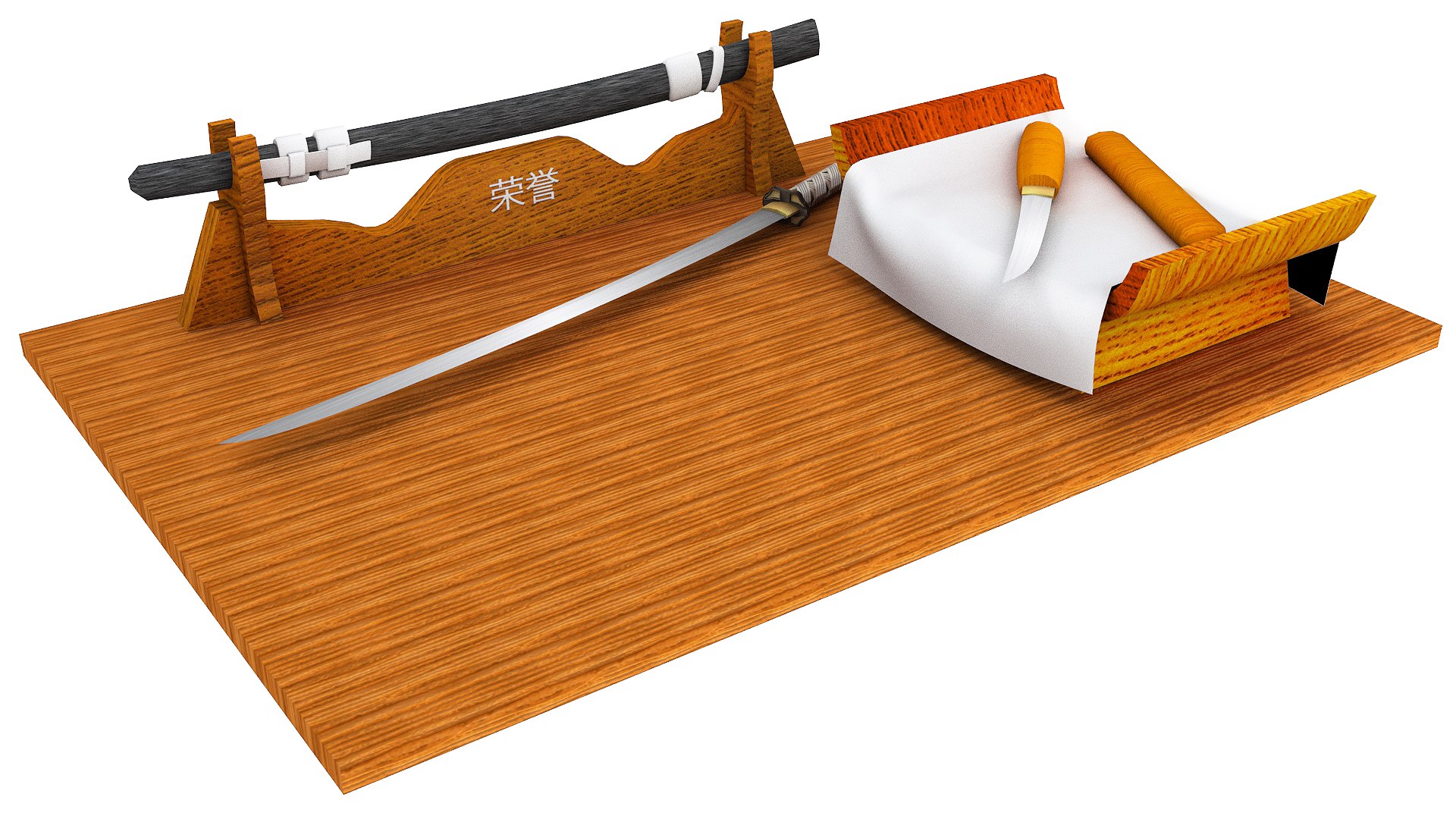 3D Model Japanese Katana Display - TurboSquid 1925802