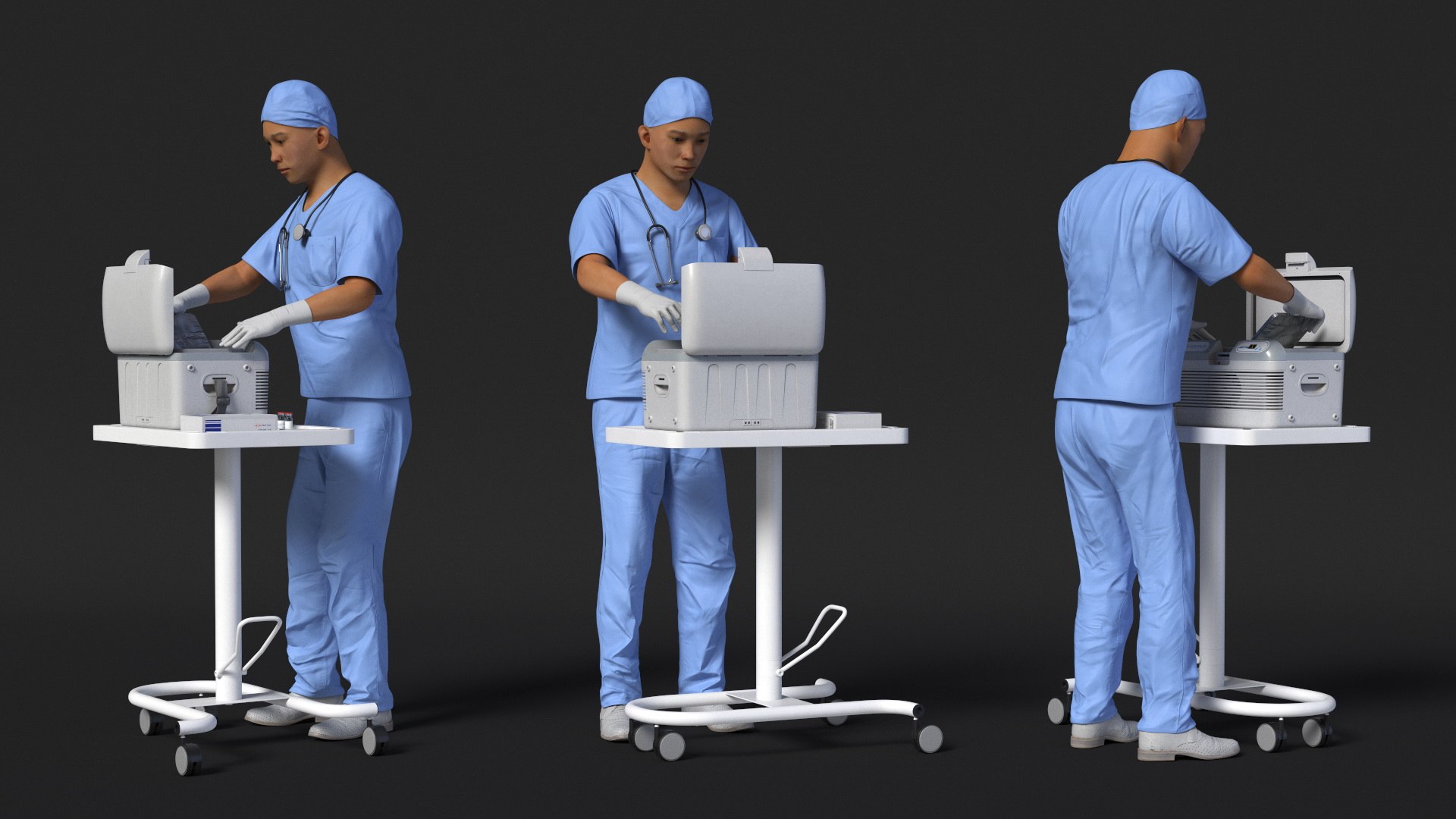 Healthcare Worker With Labcold Portable Vaccine Carrier 3D Model ...