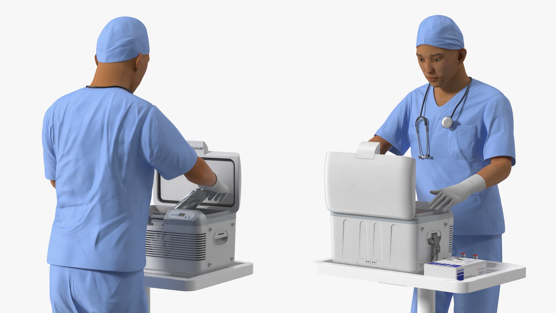 Healthcare Worker With Labcold Portable Vaccine Carrier 3D Model ...