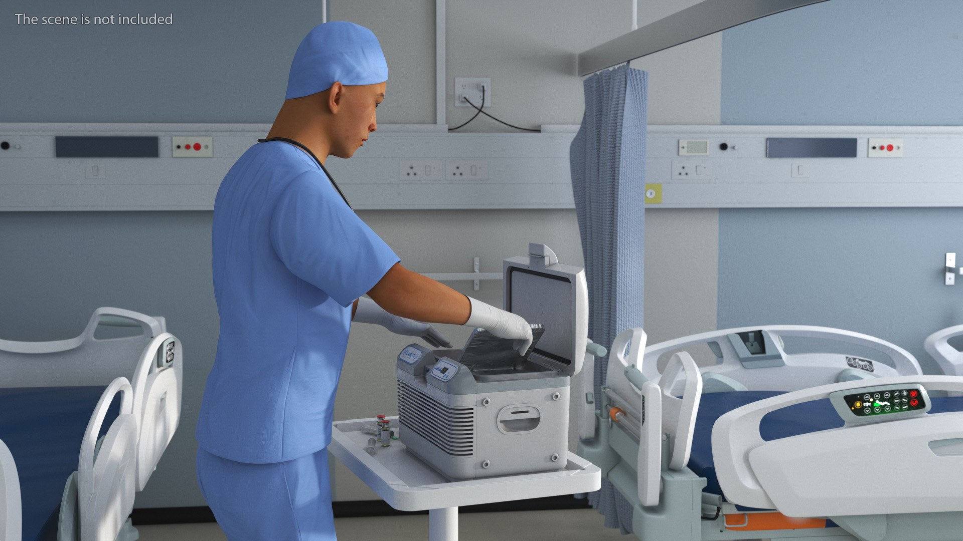 Healthcare Worker With Labcold Portable Vaccine Carrier 3D Model ...